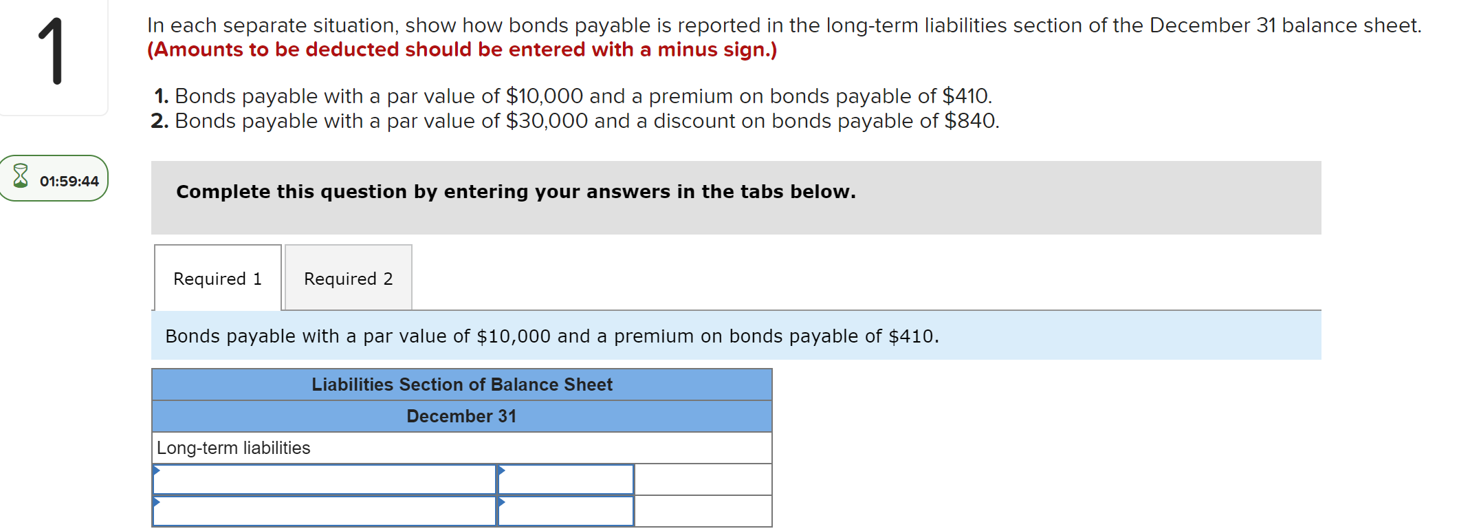 Solved In each separate situation, show how bonds payable is | Chegg.com