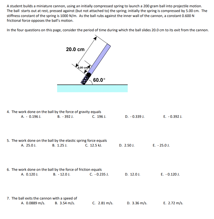 Solved A student builds a miniature cannon, using an | Chegg.com