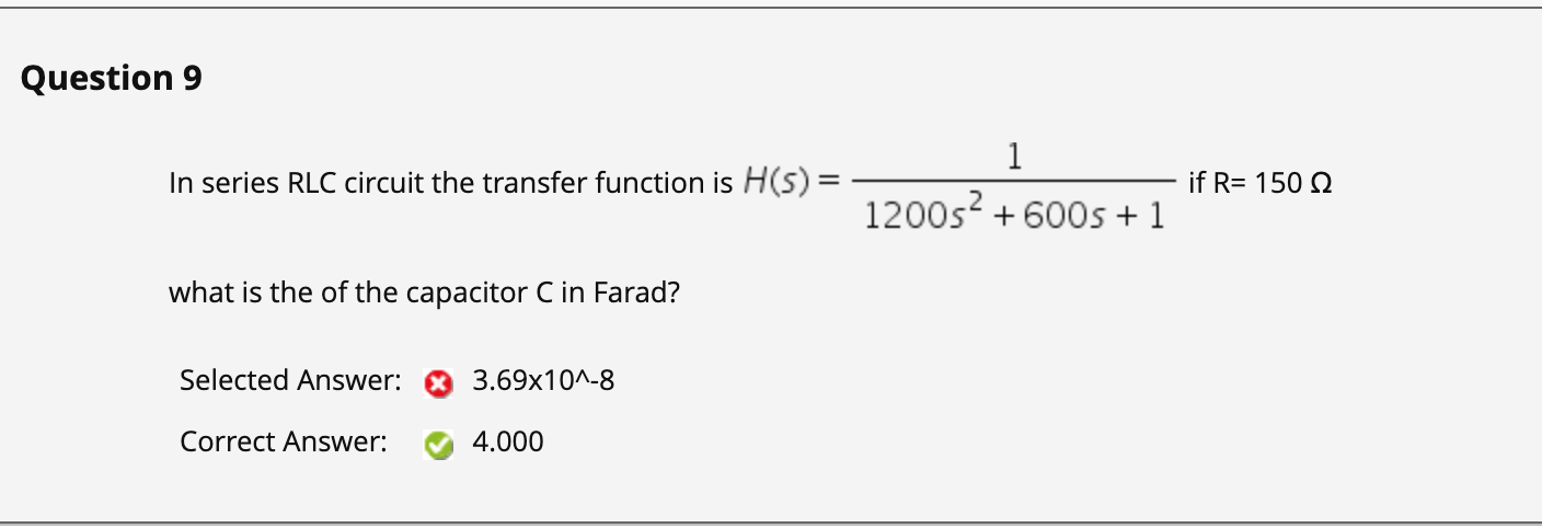 Solved Question 9 In series RLC circuit the transfer | Chegg.com