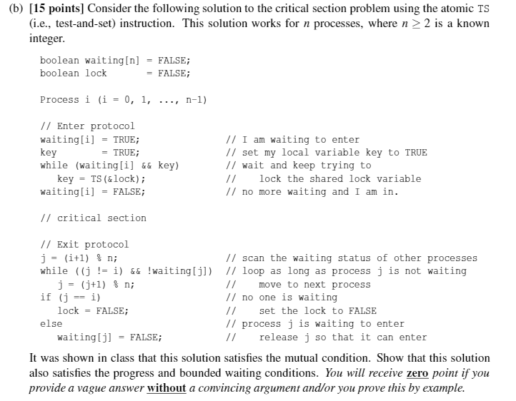 Solved (b) [15 points] Consider the following solution to | Chegg.com