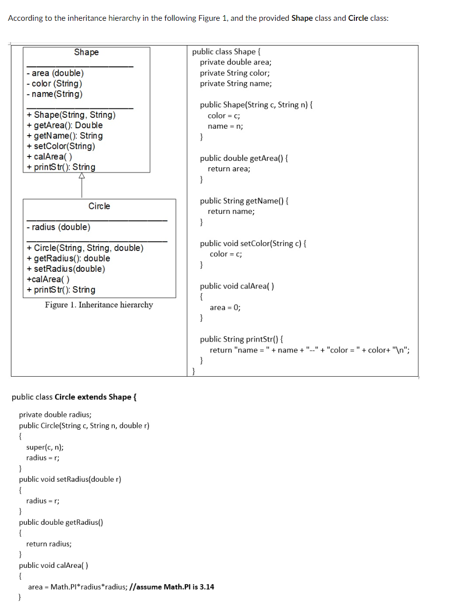Solved According to the inheritance hierarchy in the | Chegg.com