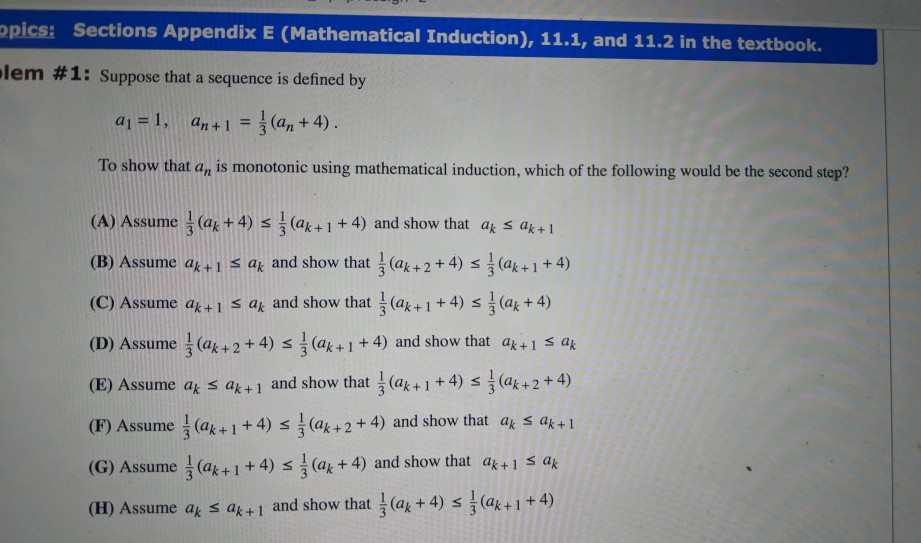 Solved pics: Sections Appendix E (Mathematical Induction), | Chegg.com