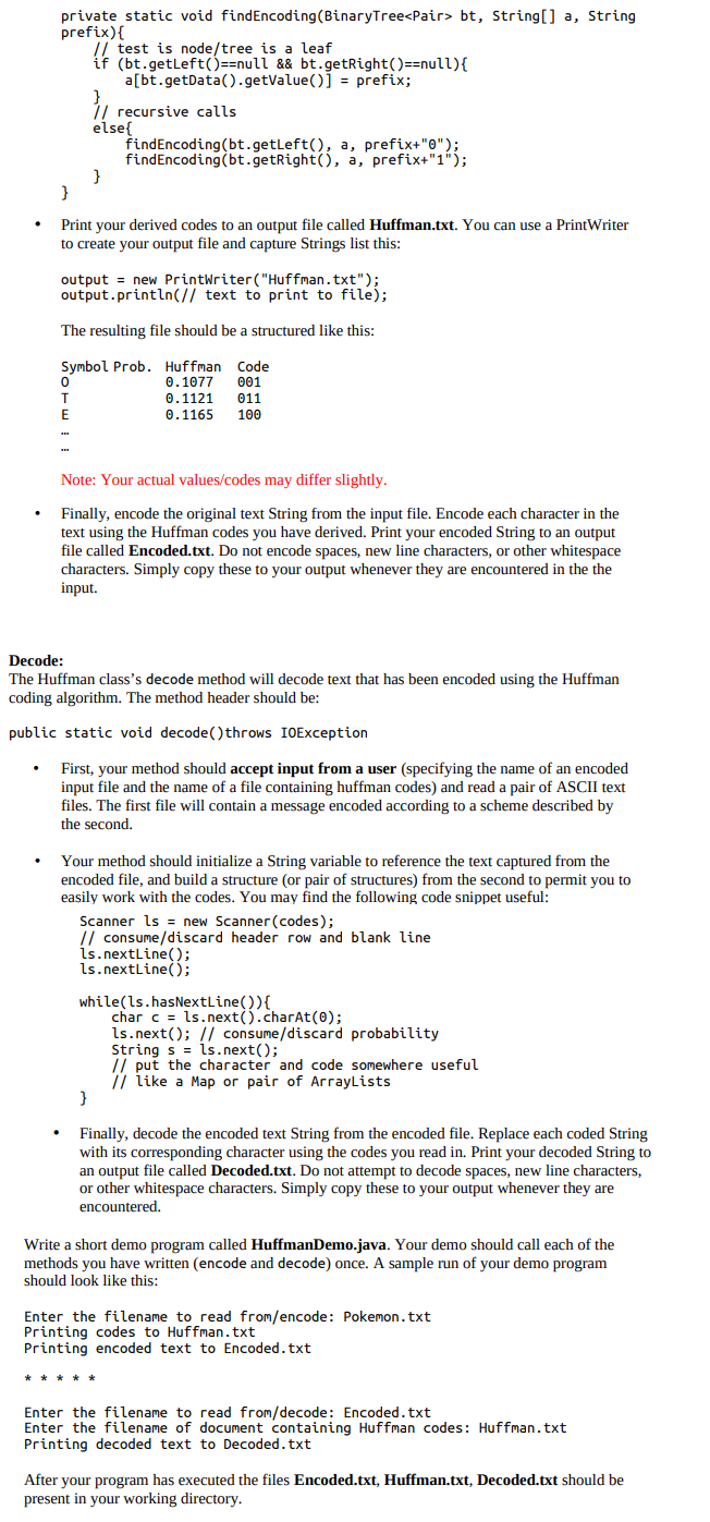 Finish the following Java Exercise, the required | Chegg.com