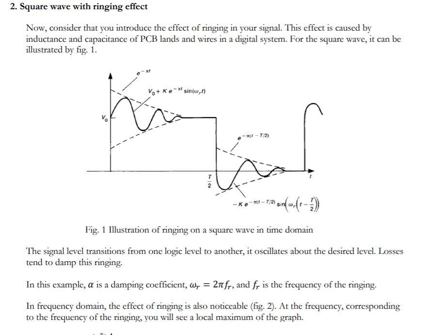 1. Square wave with no ringing effect 1.1. | Chegg.com