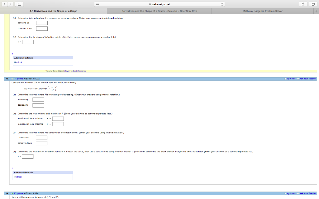 Question: Mathway Aigebra Problem Solver 4.5 Derivatives And The Shape ...