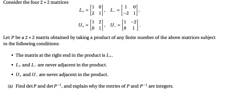 Solved Consider the four 2×2 matrices | Chegg.com