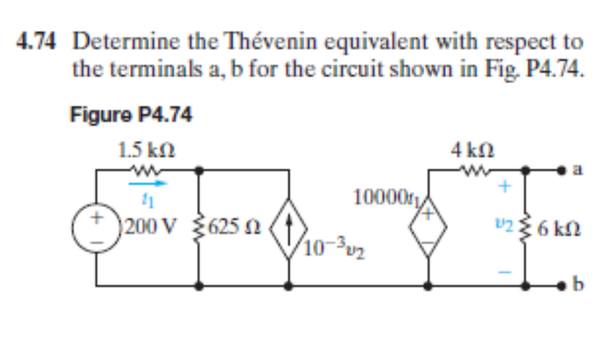 Solved 4.74 ﻿Determine the Thévenin equivalent with respect | Chegg.com