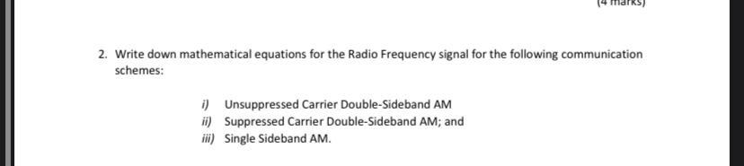 Solved 2. Write down mathematical equations for the Radio | Chegg.com