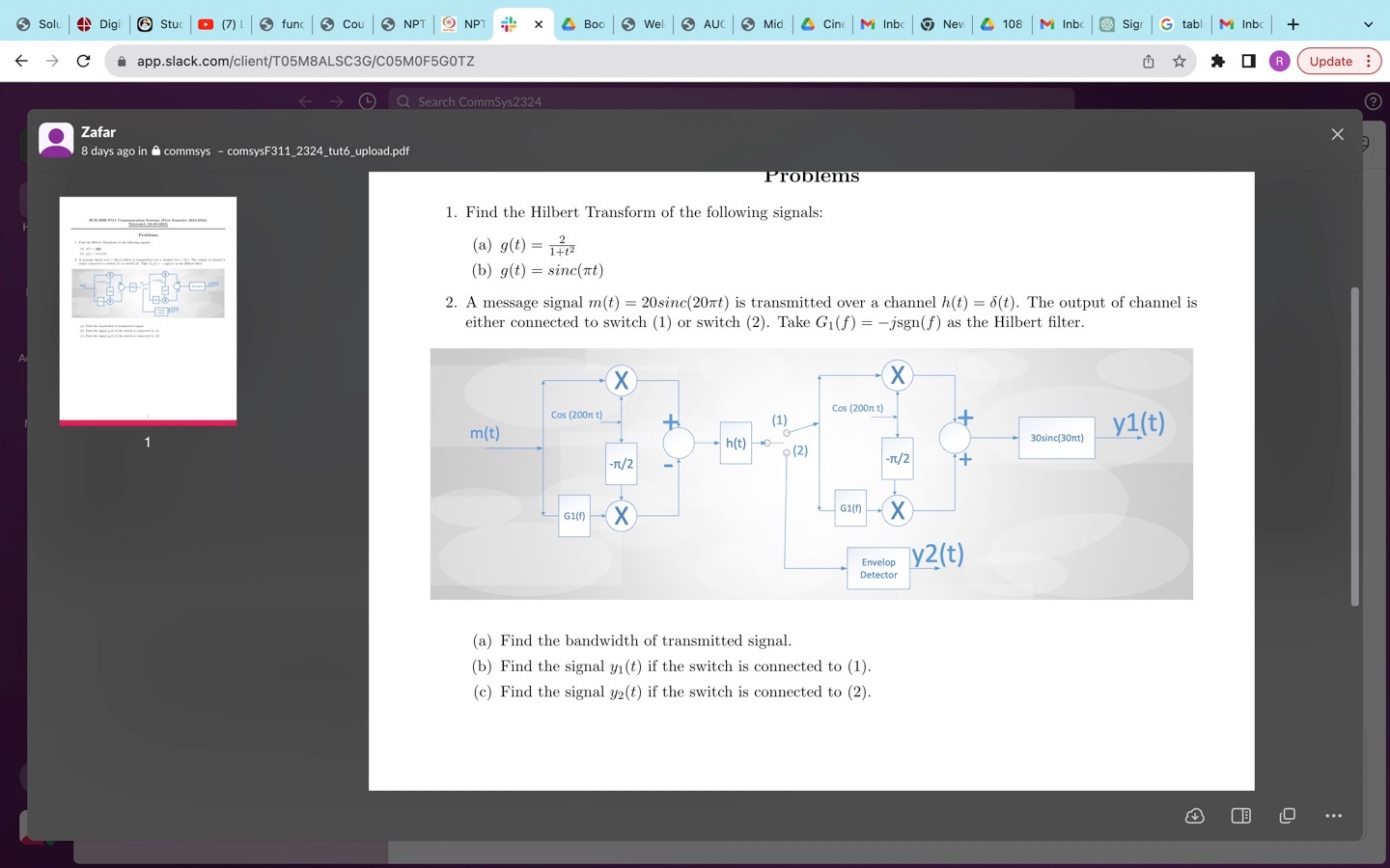 Solved 1. Find the Hilbert Transform of the following | Chegg.com