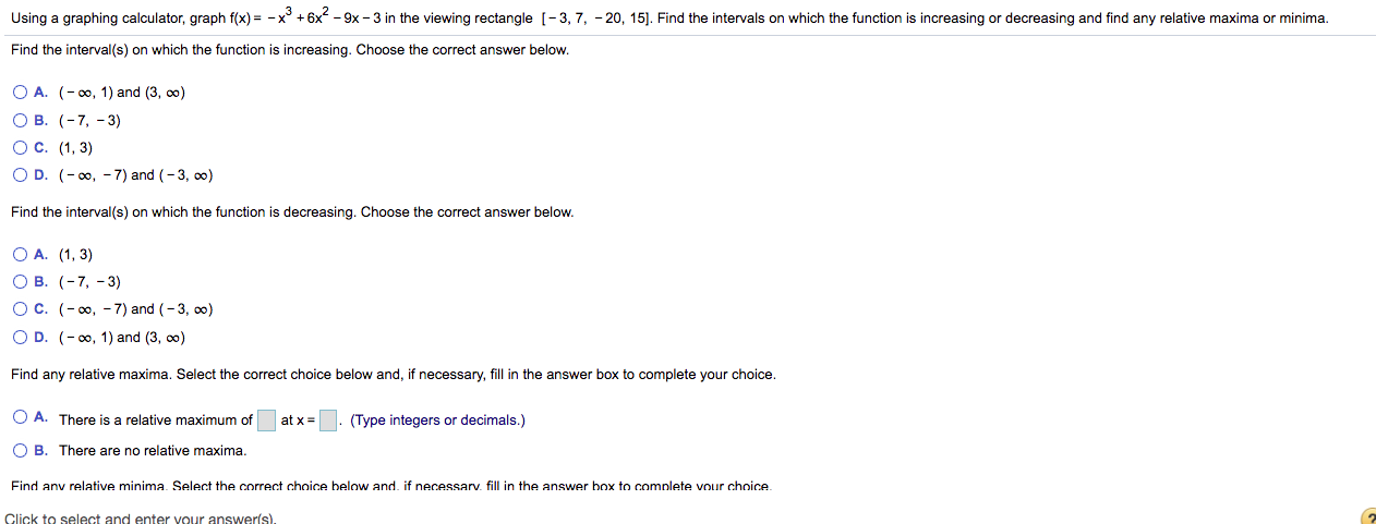 Solved Using a graphing calculator, graph f(x) = - x2 +6x² - | Chegg.com