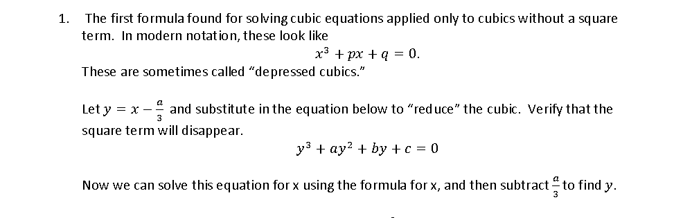 Solved 1. The first formula found for solving cubic | Chegg.com