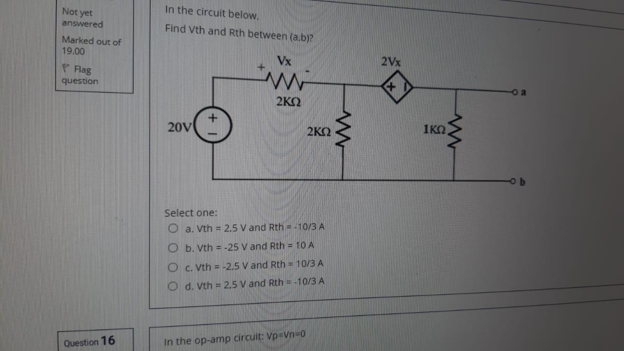 Solved Not yet In the circuit below, Find Vth and Rth | Chegg.com