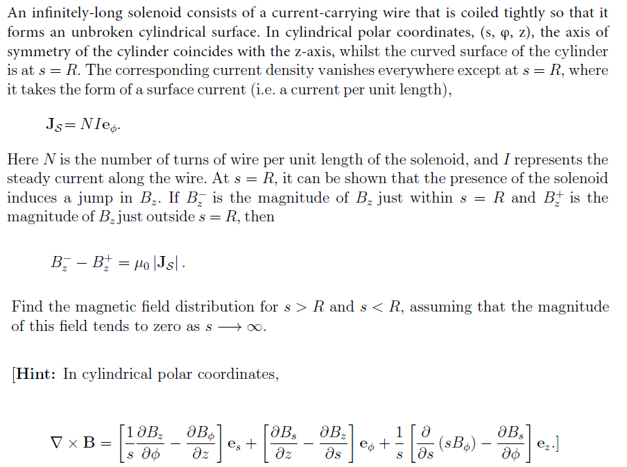 Solved An infinitely-long solenoid consists of a | Chegg.com