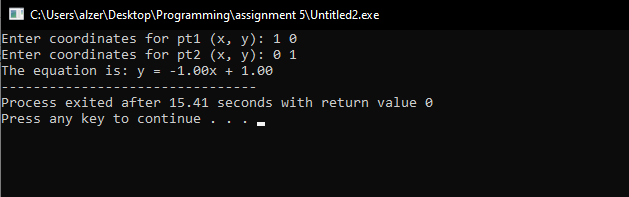 Solved Create a c program that determines the equation of a | Chegg.com