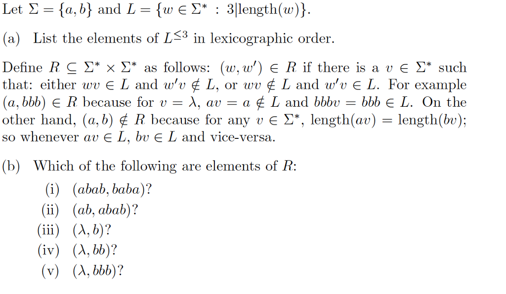 Solved (a) List the elements of L3 in lexicographic order | Chegg.com