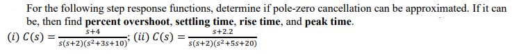 Solved For the following step response functions, determine | Chegg.com