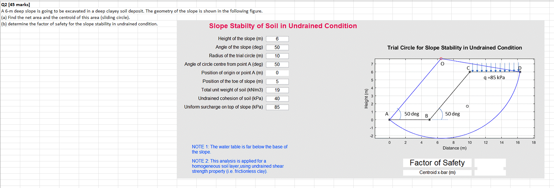 Solved 6-m deep slope is going to be excavated in a deep | Chegg.com