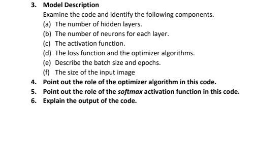 Solved 3. Model Description Examine the code and identify | Chegg.com