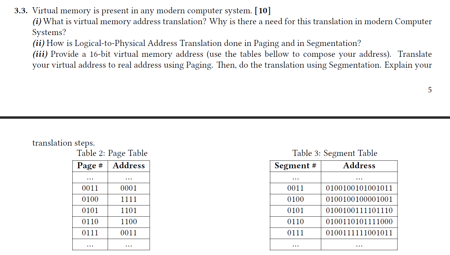 Solved 33 Virtual Memory Is Present In Any Modern Computer 