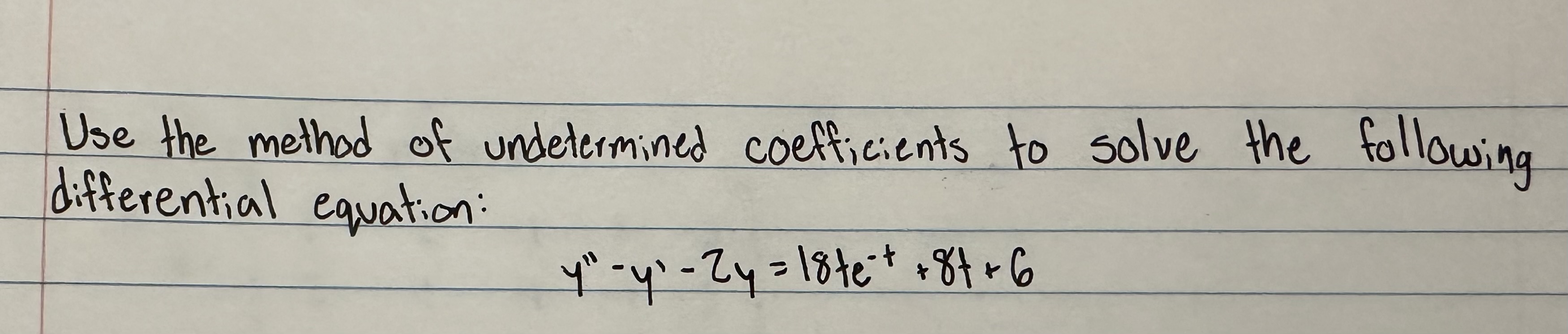 Solved Use the method of undetermined coefficients to solve | Chegg.com