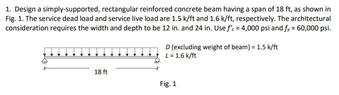 Solved 1. Design a simply-supported, rectangular reinforced | Chegg.com