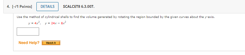 Solved 3. [-12 Points) DETAILS SCALCET8 6.3.005.MI. Use the | Chegg.com