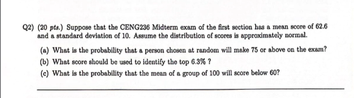 Solved Q2) (20 pts.) Suppose that the CENG236 Midterm exam | Chegg.com