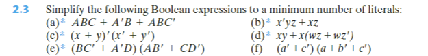 Solved 3 Simplify the following Boolean expressions to a | Chegg.com