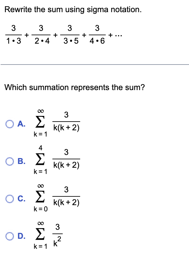 Solved Rewrite the sum using sigma notation. | Chegg.com