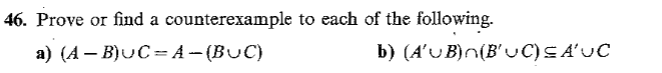 Solved 16. Prove or find a counterexample to each of the | Chegg.com