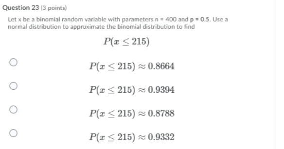 Solved Question 23 (3 points) Let x be a binomial random | Chegg.com