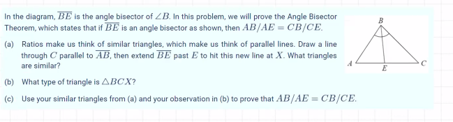 AB A 12 In the diagram, BE is the angle bisector of | Chegg.com
