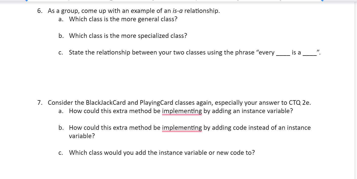 Solved Inheritance Workshop - Please Answer complete post | Chegg.com