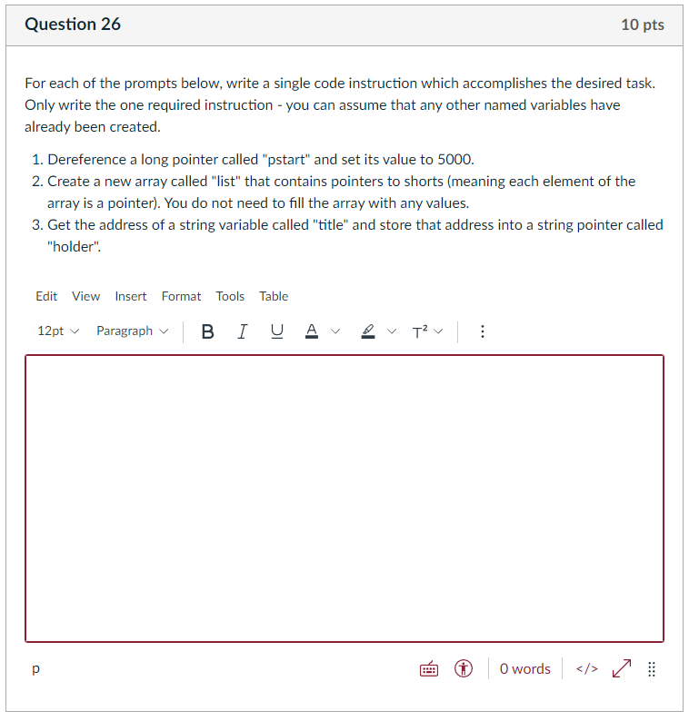 Solved For each of the prompts below, write a single code | Chegg.com