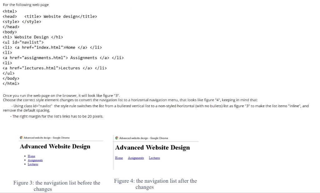 Solved For the following web page Website | Chegg.com