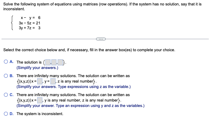 Solved Solve the following system of equations using | Chegg.com