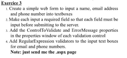 Solved Exercice 3 1. Create a simple web form to input a | Chegg.com