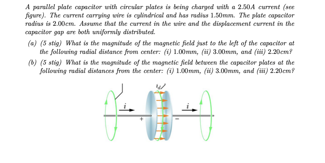 Solved A parallel plate capacitor with circular plates is | Chegg.com
