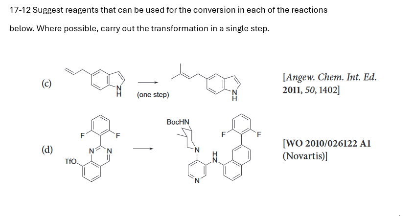 Solved 17-12 ﻿Suggest reagents that can be used for the | Chegg.com
