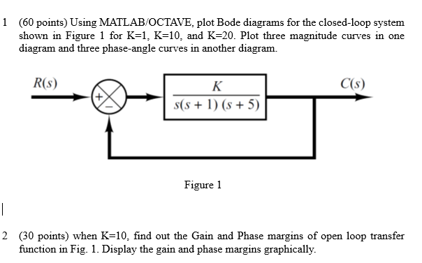 Solved 1 (60 points) Using MATLAB/OCTAVE, plot Bode diagrams | Chegg.com