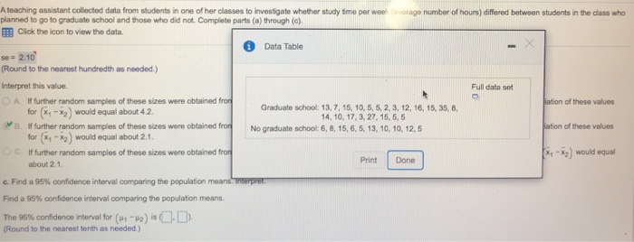 Solved A teaching assistant collected data from students in | Chegg.com