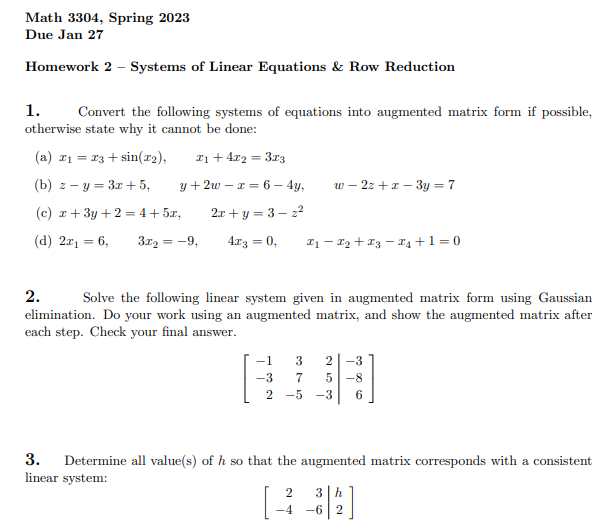 Solved Math 3304, Spring 2023 Due Jan 27 Homework 2 - | Chegg.com