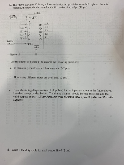 Solved 17. The 74195 in Figure 17 is a synchronous load, | Chegg.com