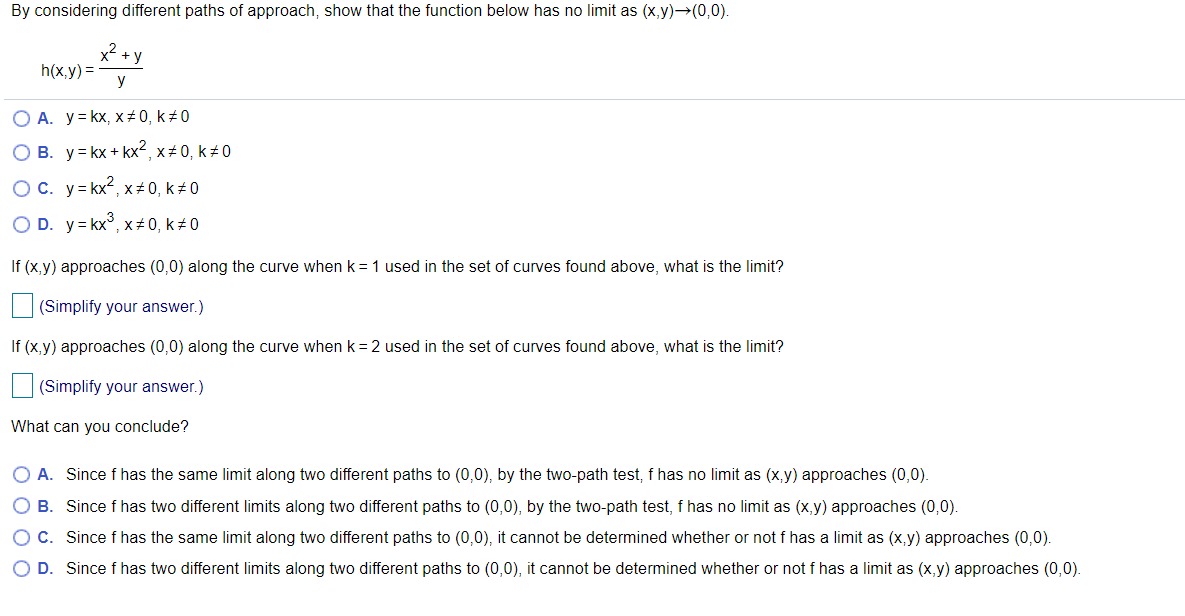 Solved By considering different paths of approach, show that | Chegg.com