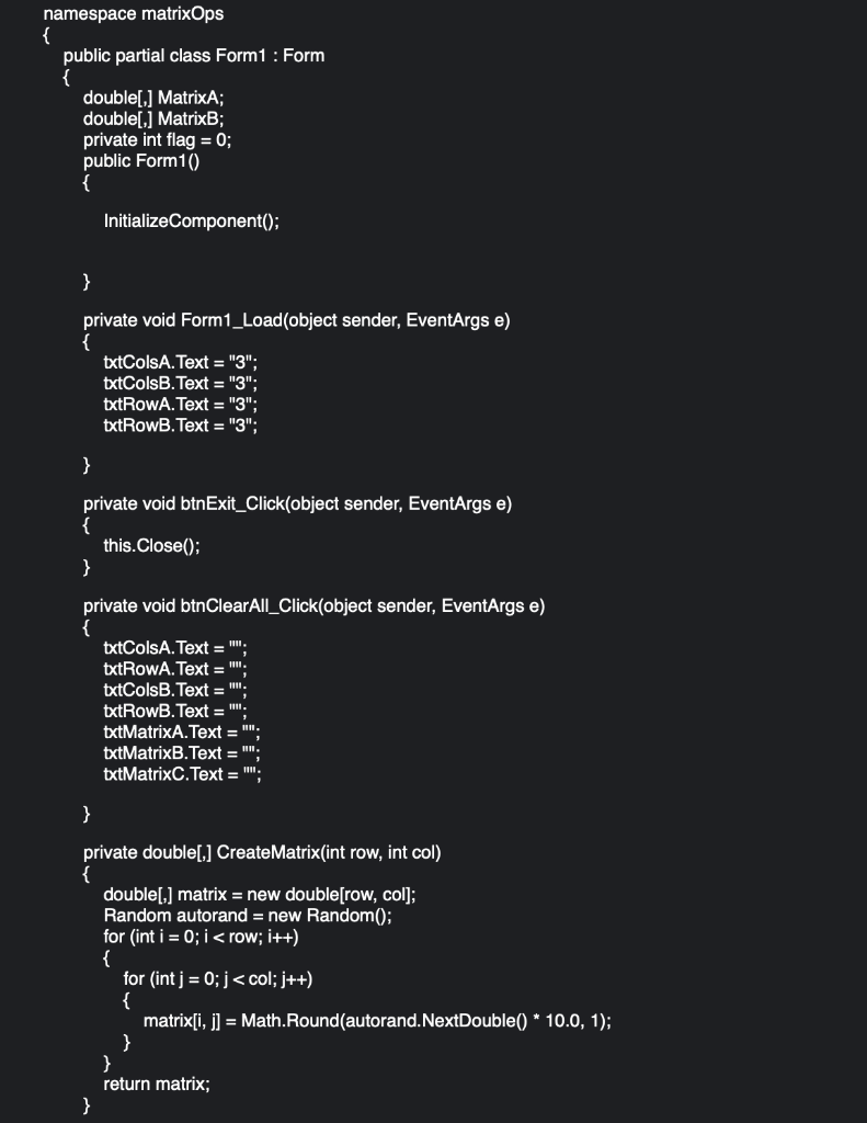 Solved CIS 3309 Section 2 Lab: Matrix Ops 2 Object Problem | Chegg.com