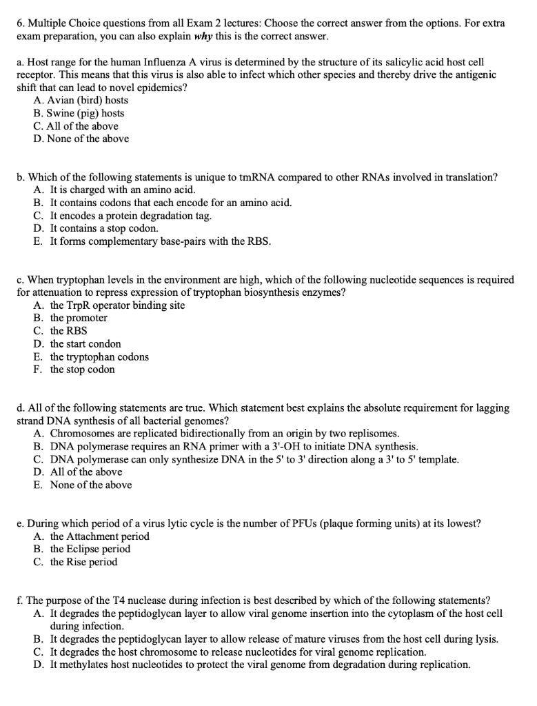 Solved 6. Multiple Choice questions from all Exam 2 | Chegg.com