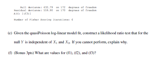 4. (20 pts) Table below shows R output for a Poisson | Chegg.com