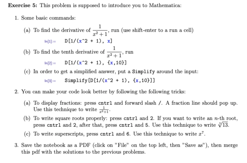 Solved Exercise 5: This problem is supposed to introduce you | Chegg.com