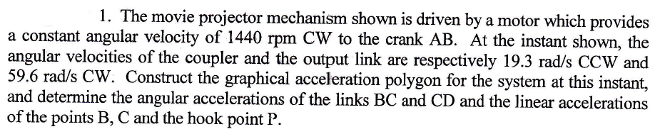 Solved 1. The movie projector mechanism shown is driven by a | Chegg.com