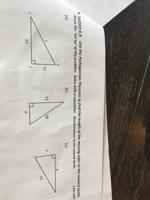 Solved Use the Pythagorean Theorem to find the length of the | Chegg.com